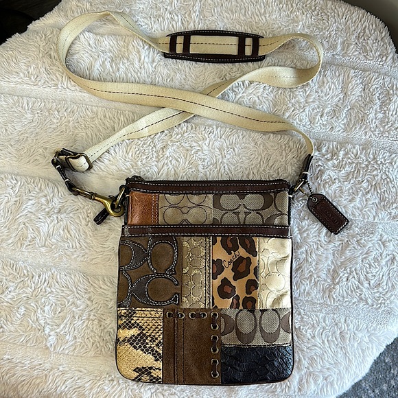 Coach | Bags | Coach Patchwork Animal Print Messenger Crossbody ...